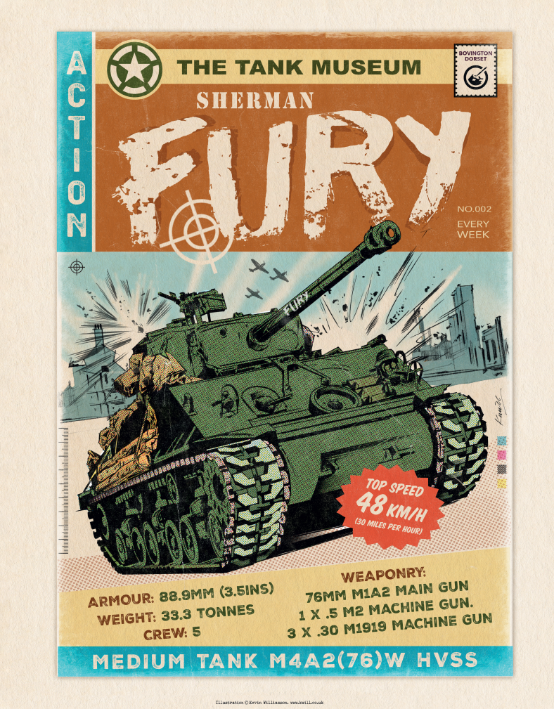 Sherman Fury Tank Comic Illustration Print – The Tank Museum