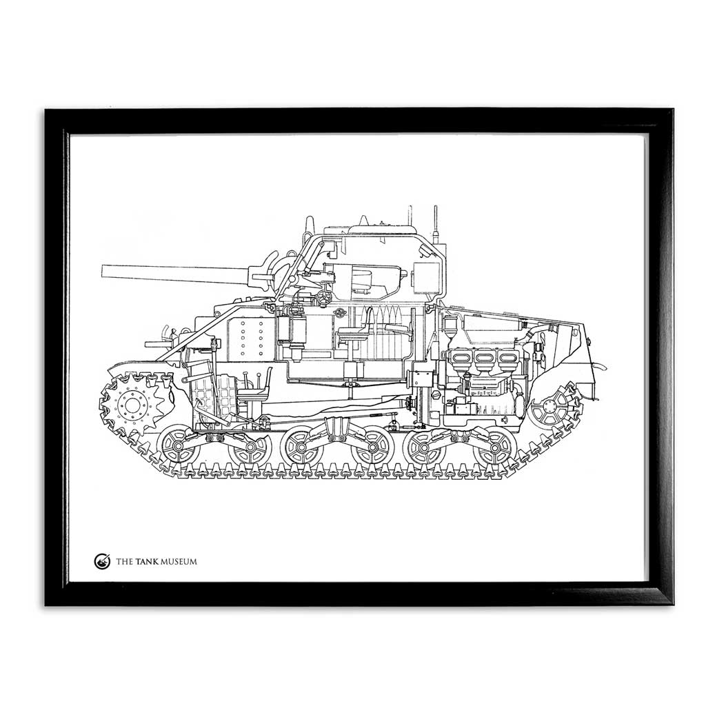 Art Print M4A2 Sherman III Tank Cutaway Line Drawing The Tank Museum Art Print M4A2 Sherman III Tank Cutaway Line Drawing The Tank Museum