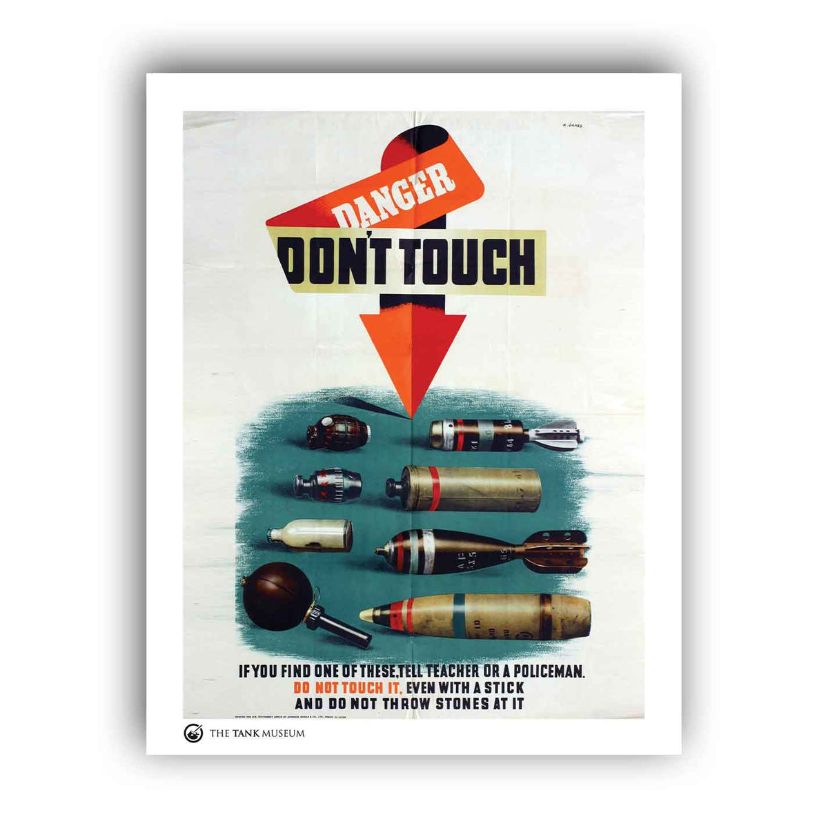 Art Print: Vintage Poster Danger Don't Touch – The Tank Museum