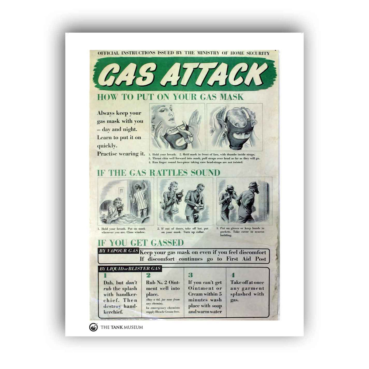 Art Print: Vintage Poster Gas Attack – The Tank Museum